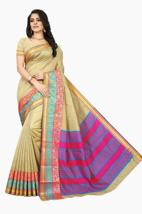 Buy Mermaid Ocean Solid/Plain Dharmavaram Handloom Cotton Silk Saree ...