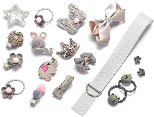 Buy Yellow Chimes Fabric Grey Hair Clips For Girls (Pack Of 18) Online ...