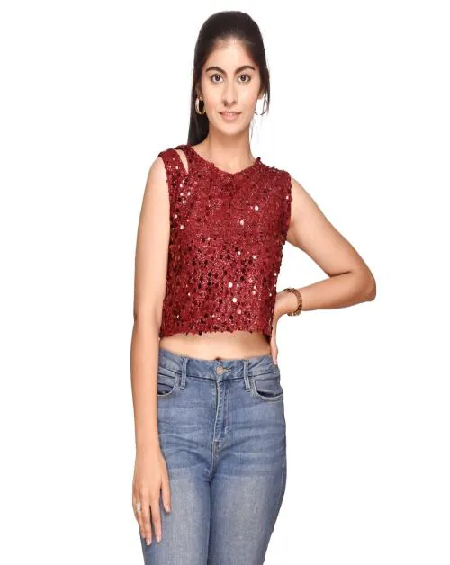 Buy Urban Kanya Trending Shinny & Sequins Crop Top For Gorgeous Girls ...