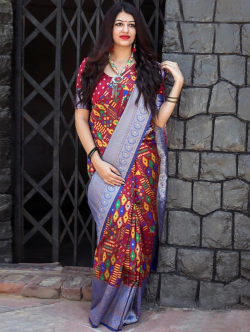 Buy DESI BUTIK Beautiful Banarasi Silk Multicolor Party Wear Saree for ...