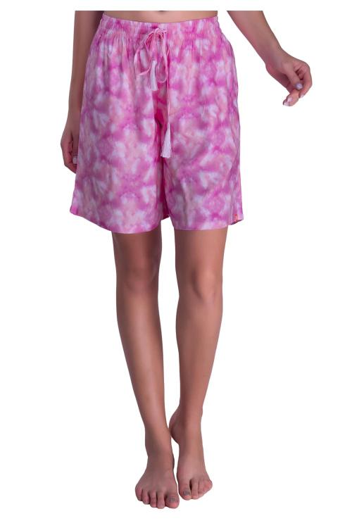 Buy Evolove Women Wave Pink Printed Viscose Liva Culotte Shorts (S) Online at Best Prices in ...