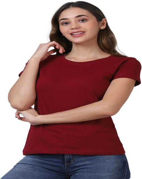 Buy TUSI Solid WomenRound Neck T Shirt Online at Best Prices in India ...