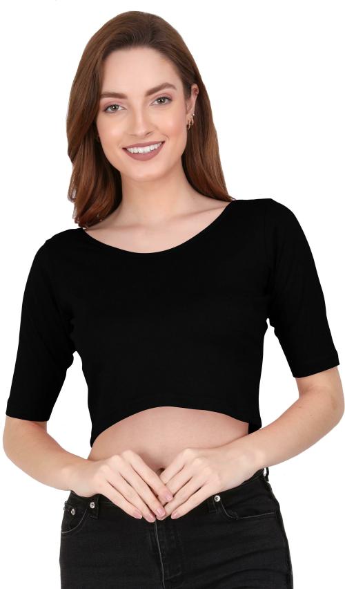 Buy THE BLAZZE_Women Cotton Blend Black Crop Top_XS Online at Best Prices in India - JioMart.