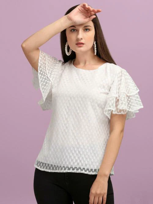 Buy Westhood Women White Net Top (L) Online at Best Prices in India ...