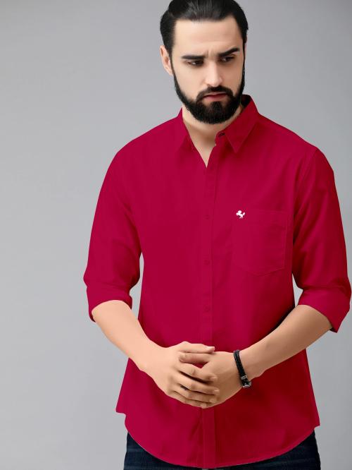 Buy Ikg Denim Men Maroon Solid Pure Cotton Casual Shirt (Xl) Online at ...