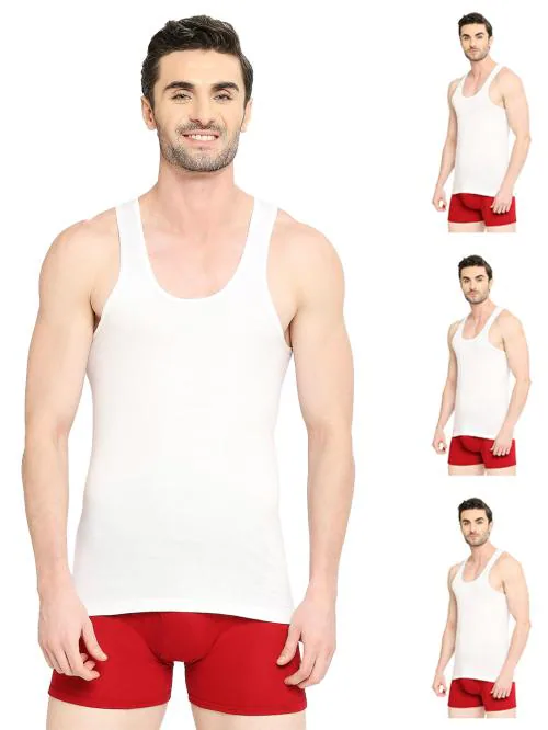 Buy VIP Supreme Men's 100% Cotton White Vest | Moisture Absorbent Inner ...