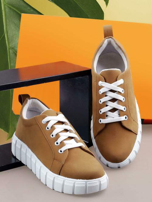 Buy Mr. Wonker Tan Party Wear Ankle Sneakers for Women Online at Best ...