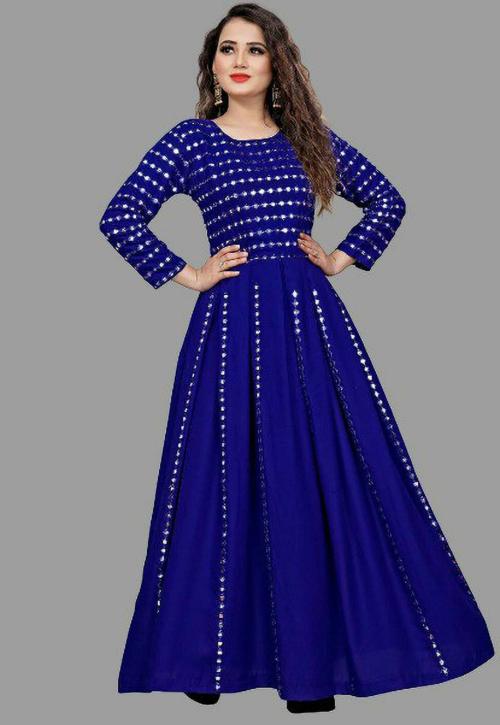 Buy PANGHAT COLLECTION Women Dark Blue Self Design Viscose Rayon Kurta ...