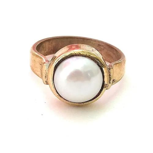 Buy Neeba Sachcha Moti Original Moti Pearl Ring Weight 7.25 Ratti ...
