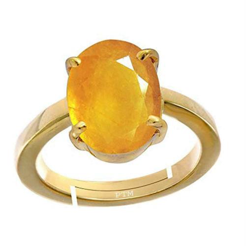 Buy Ptm Yellow Sapphire 8.5 Carat Natural Gemstone Panchdhatu Gold Plated Adjustable Ring Online ...