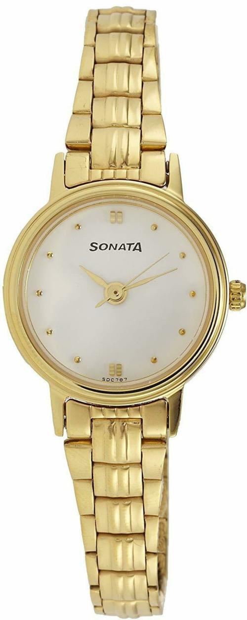 Buy Sonata Free Size White Dial Gold Strap Analog Watch For Women ...