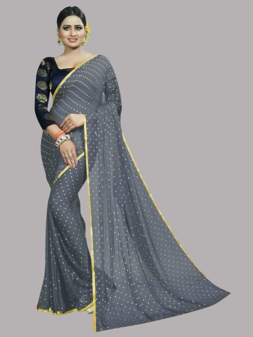 Buy NISHA CREATION Women Pink Self Design Chiffon Single Saree Online ...