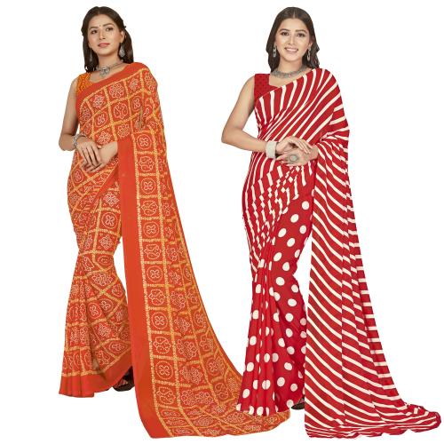 Buy Anand Women Multicolor1 Self Design Pattern Georgette Pack of 2 ...