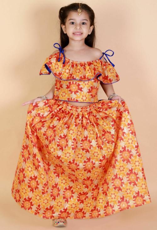 Buy KID1 Floral Frilly Pavda Pattu Online at Best Prices in India ...