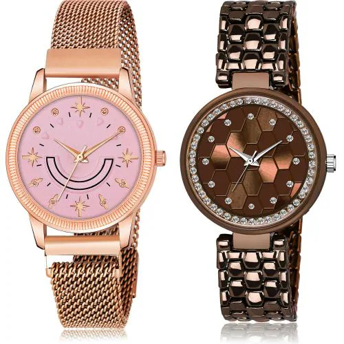 Buy TIMENTER Treading Analogue Star Magnet Chain And Bangle Rose Gold ...