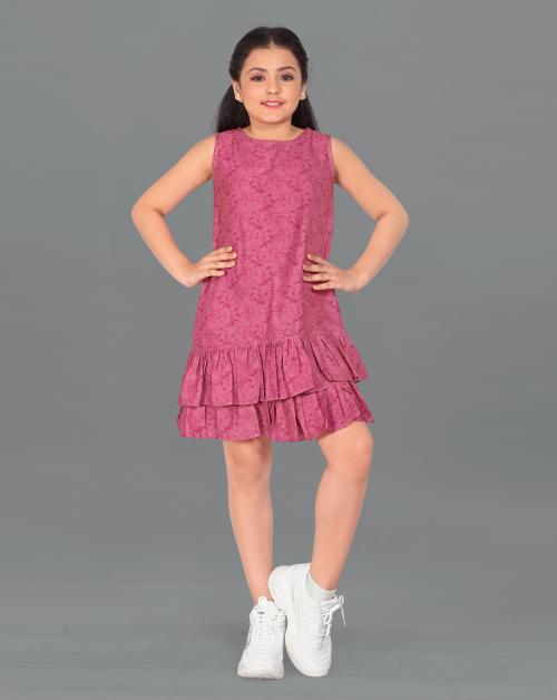 Buy Fashion Dream Girls Pink Tie-Dye Rayon Blend Pack Of 1 Frock ...