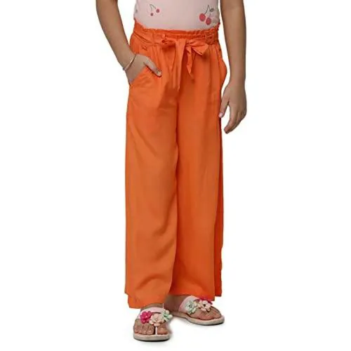Buy De Moza Girls Orange Solid Rayon Palazzo - 10 to 11 Year Online at ...