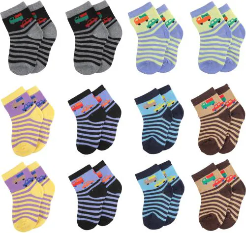 Buy SOFTLOFT Baby Boys And Girls Multicolor Terry Cotton Low Cut Socks, Free (Pack Of 12) Online ...