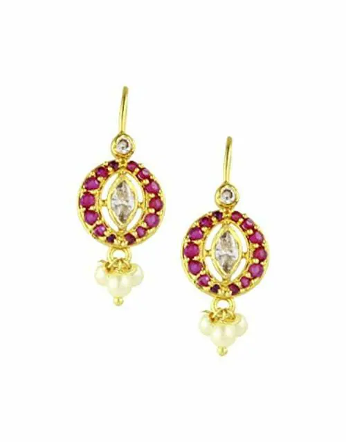 Buy Anuradha Art Jewellery Gold Plated Maharashtrian Traditional Bugadi Earrings Pink (Women ...