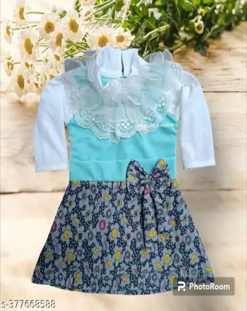 Buy COCKSCOMB Girls Crepe Flower Print Half Sleeves Frock | White Net ...