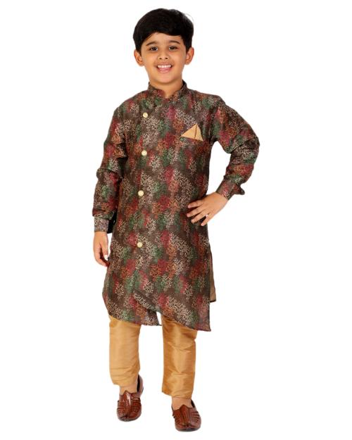 Buy Pro-Ethic Style Developer Ethnic Wear Silk Dark Green Kurta Pajama ...