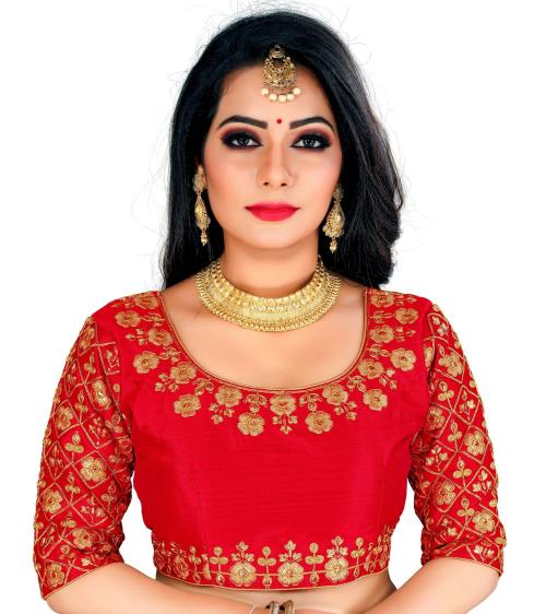 Buy Jay Pal Women Red Art Silk Round Neck Blouse Online at Best Prices in India - JioMart.