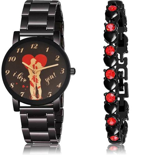 Buy NEUTRON New Valentine I Love You Valentine Chain And Bracelet Black ...