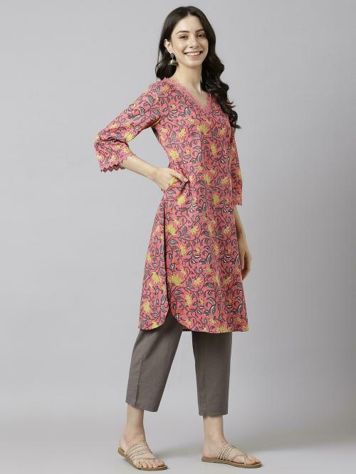 Buy DECKEDUP Women Magenta Floral Cotton Kurta Set - M Online at Best Prices in India - JioMart.