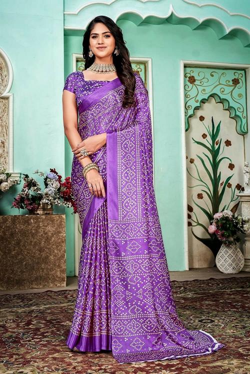 Buy SWIFFIN Soft Silk Bandhani Wine Saree For Women/Women Saree With ...