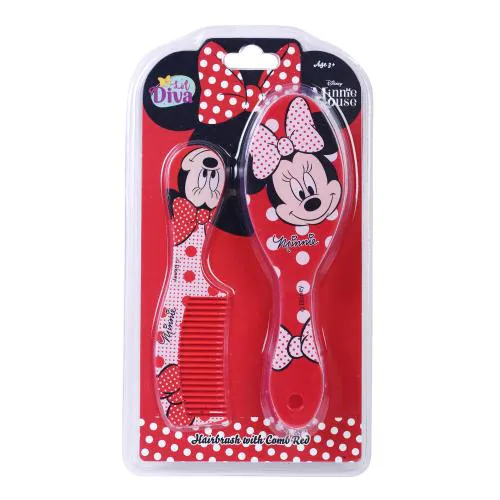 Buy Li'l Diva Minnie Mouse Hairbrush with Comb Red Online at Best ...