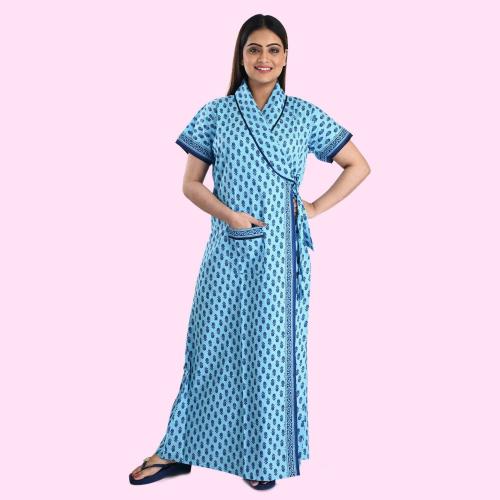 Buy BELLAMY Women Blue Printed Pure Cotton Single Nighty Online at Best Prices in India - JioMart.