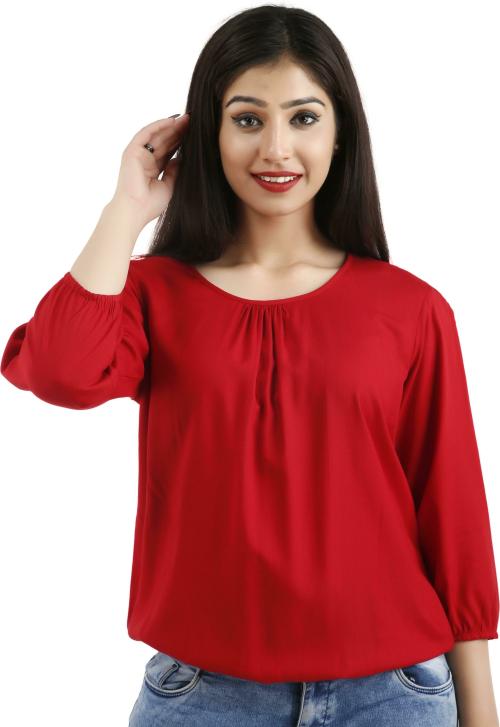 Buy Fab Star Women Maroon Solid Viscose Rayon Tops Online at Best ...