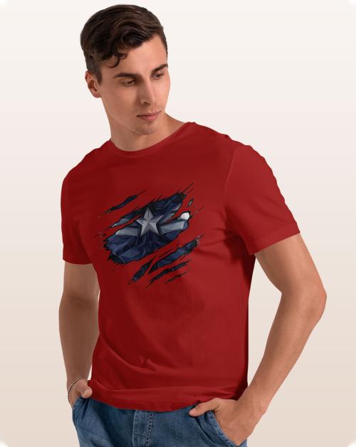 Buy Macmerise Ripped Captain America Red T-shirt for Mens Online at ...