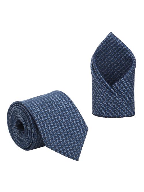 Buy KANTH LANGOT Men's Jacquard Self Design Microfibre Blue Geometric ...