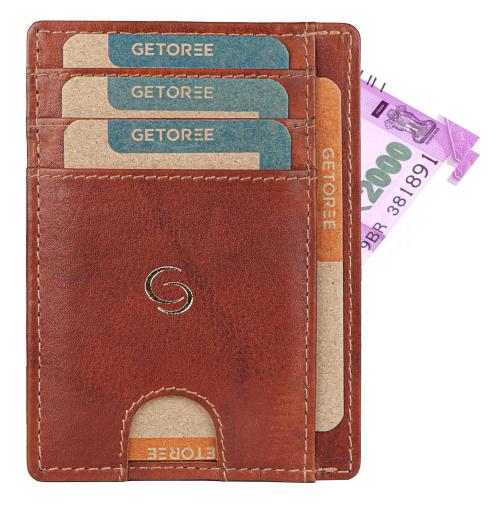 Buy Getoree Tan Florence Leather Credit Card Holder -Slim Minimalist ...