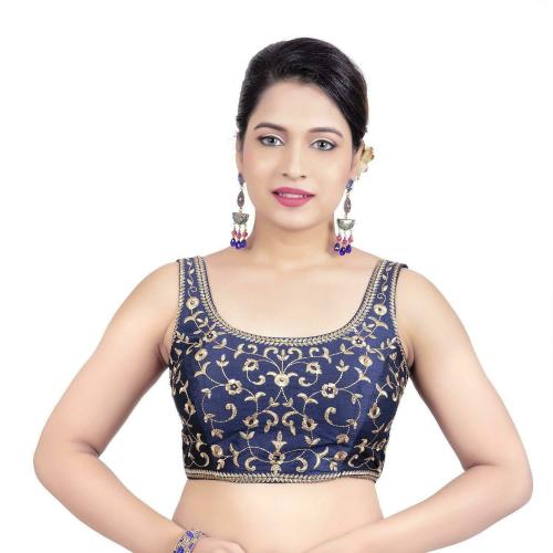 Buy Areum Women Navy Solid Art Silk Blouse (42) Online at Best Prices in India - JioMart.