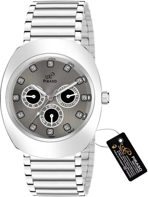 Buy PIRASO PREMIUM SILVER DIAL & SILVER CHAIN ANALOG WATCH FOR MEN ...