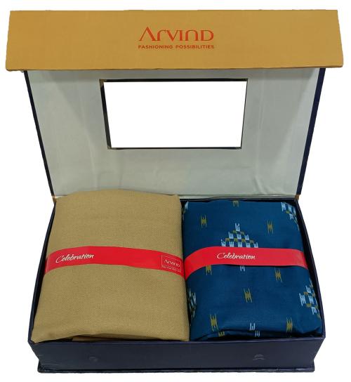 Buy Arvind Polycotton Navy print Shirt & Trouser Fabric Online at Best ...