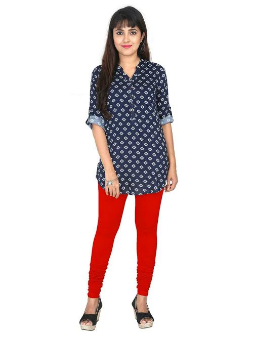 Buy Alphabet Women Saffron Red Solid Cotton Leggings (M) Online at Best ...