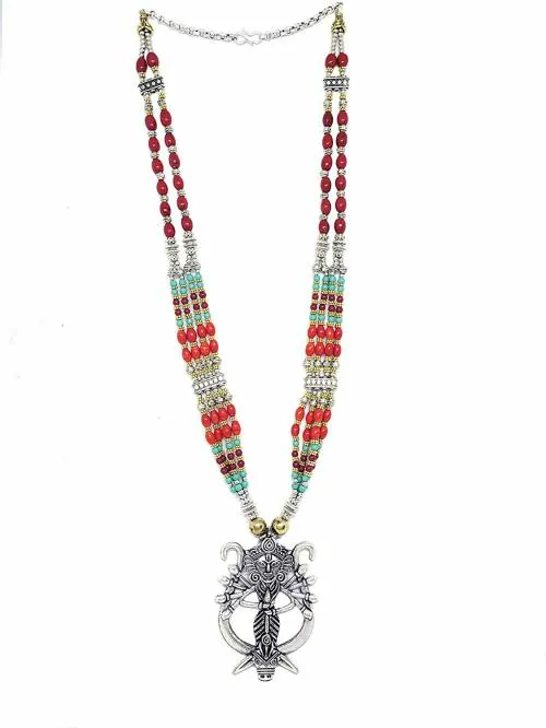 Buy Total Fashion German Oxidised Silver Jewellery Maa Durga Pendent ...