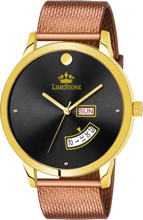 Buy LIMESTONE Analog Black Dial Brown Strap Watch For Men (LS2900 ...
