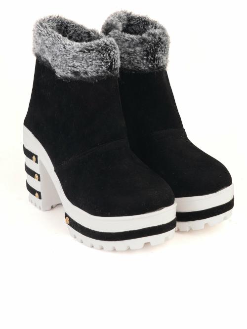 Buy Shimari's Trendy Black Suede Boots for Women Online at Best Prices ...