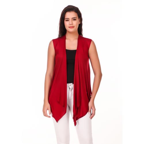 Buy Chiku Cherry Women polycotton Maroon Color Cut Sleve shrug size XL ...