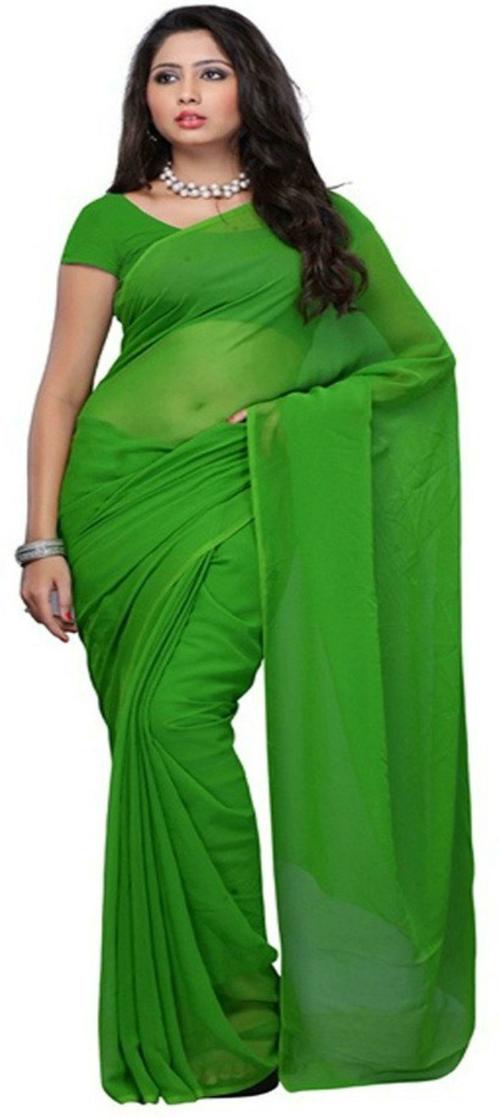 Buy Fancynine Women Green Solid Georgette Saree Online at Best Prices in India - JioMart.