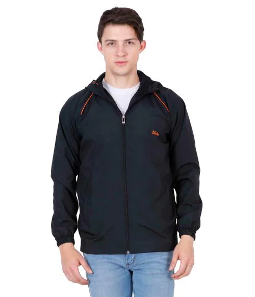 Buy Plutus Men Black Orange Solid Nylon Wind Cheater Online at Best ...