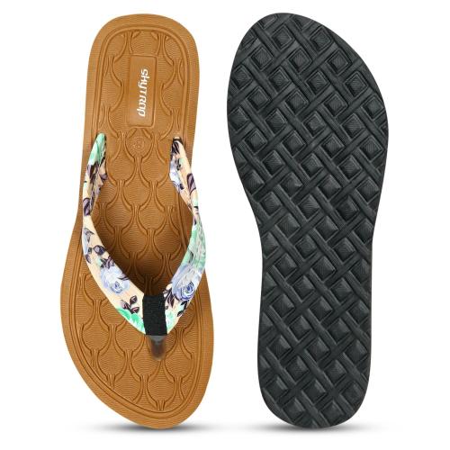 Buy Skytrap Brown Embossed Synthetic Slippers Flipflop for Women Online ...