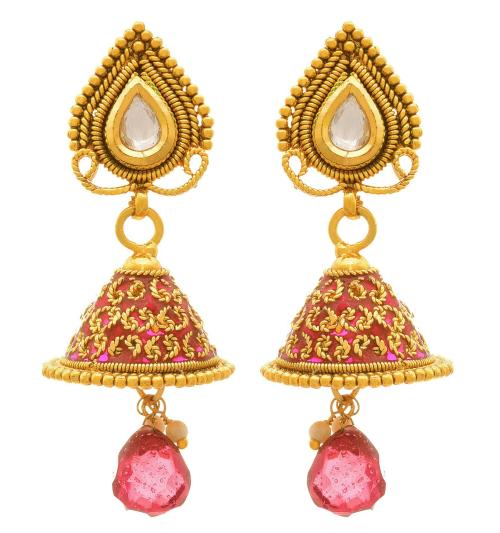 Buy Jfl - Jewellery For Less Traditional One Gram Gold Plated Pink ...