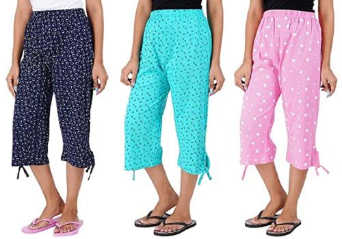 Buy Mackerel Women's Cotton Capri, Capri for Women, Nightwear Capri for ...