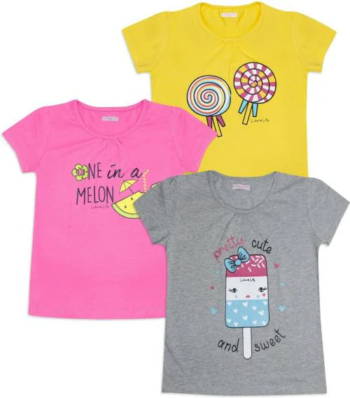 Buy Luke and Lilly pack of 3 Girls Half Sleeve Tshirt Online at Best ...