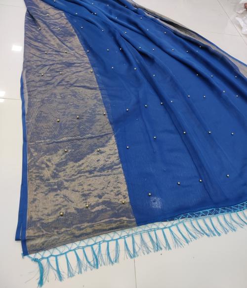 Buy Vragi's Latest Designed Moti Work Chiffon Saree With Moti Work ...